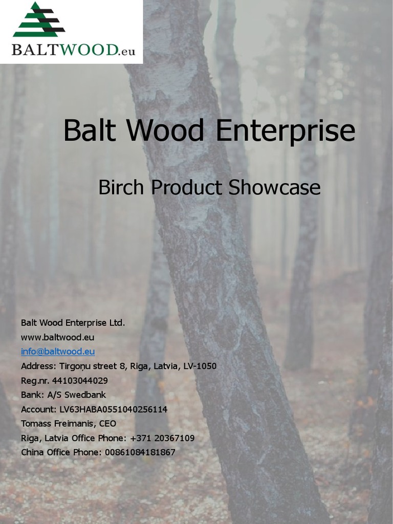 Balt Wood Enterprise Product Brochure | PDF | Lumber | Wood