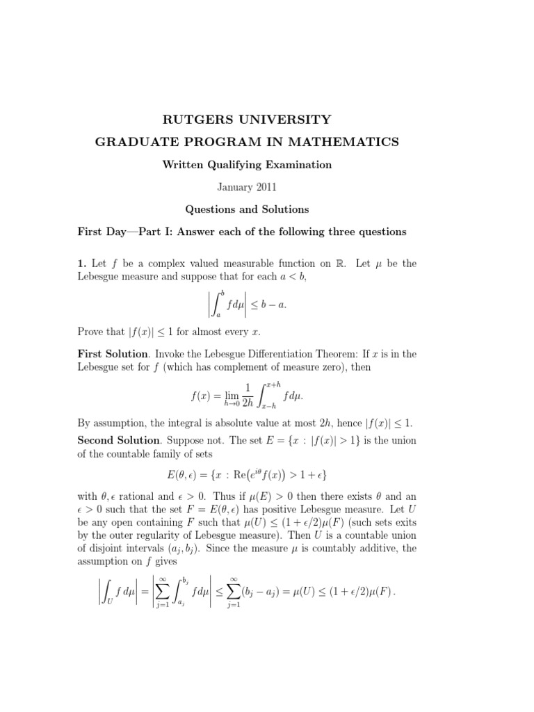 Rutgers University Graduate Program in Mathematics | PDF | Eigenvalues ...