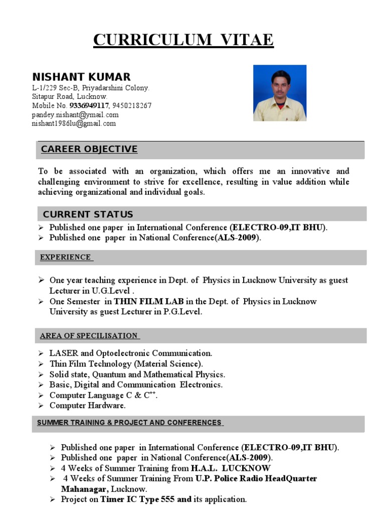 Nishant Prof CV | PDF | Computing | Computing And Information Technology
