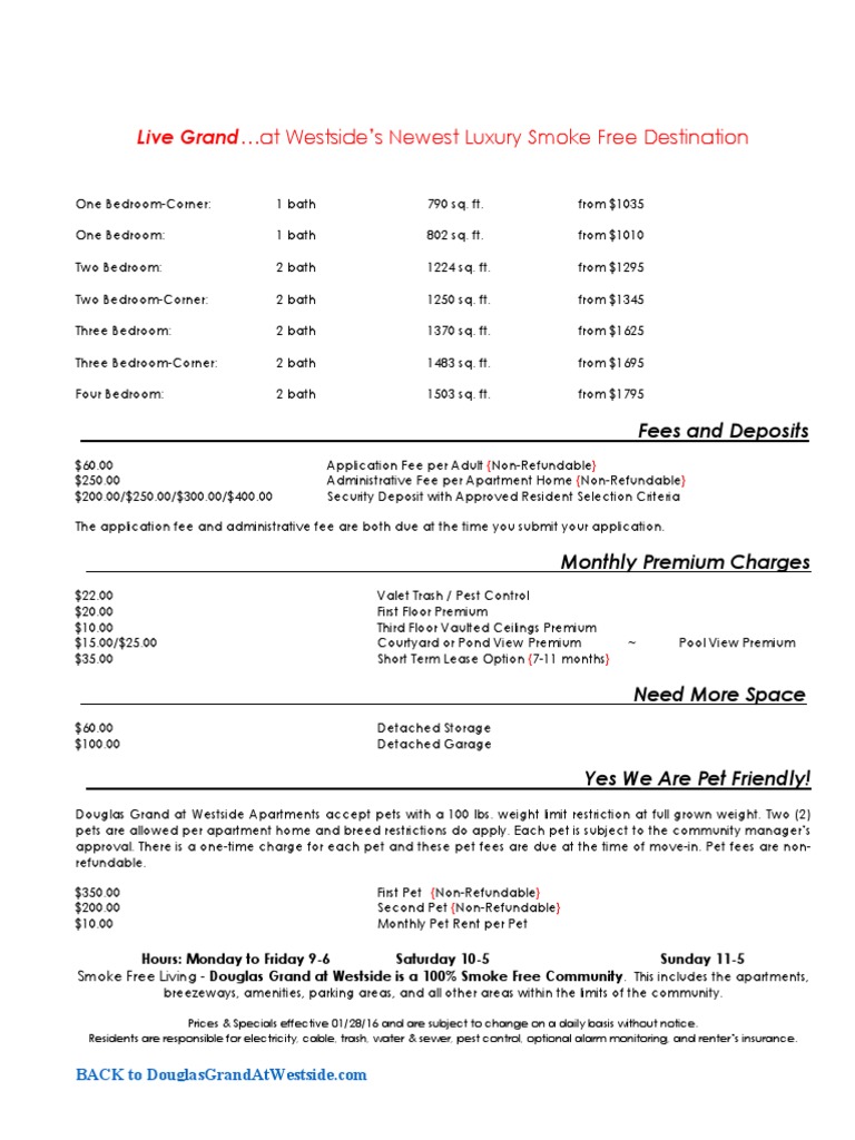 Douglas Grand Price Sheet | PDF