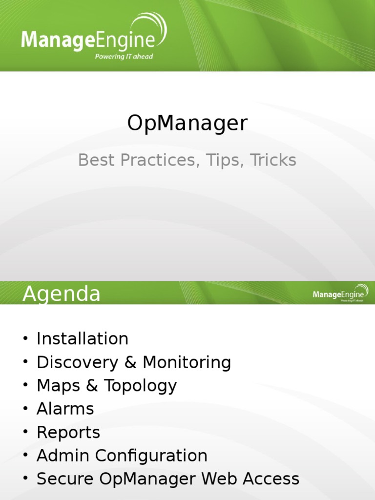 Opmanager Best Practices, Tips, Tricks | PDF | Installation (Computer Programs) | Microsoft Windows