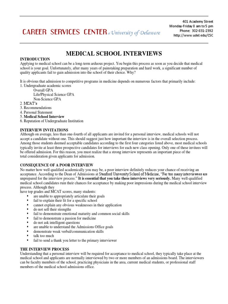 Med School Interviews Pdf Medical School University And College