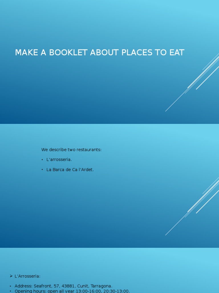 Make A Booklet About Places To Eat | PDF | Cooking, Food & Wine