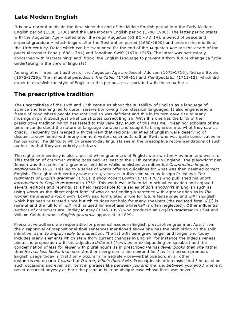 Late Modern English | PDF | English Language | Verb