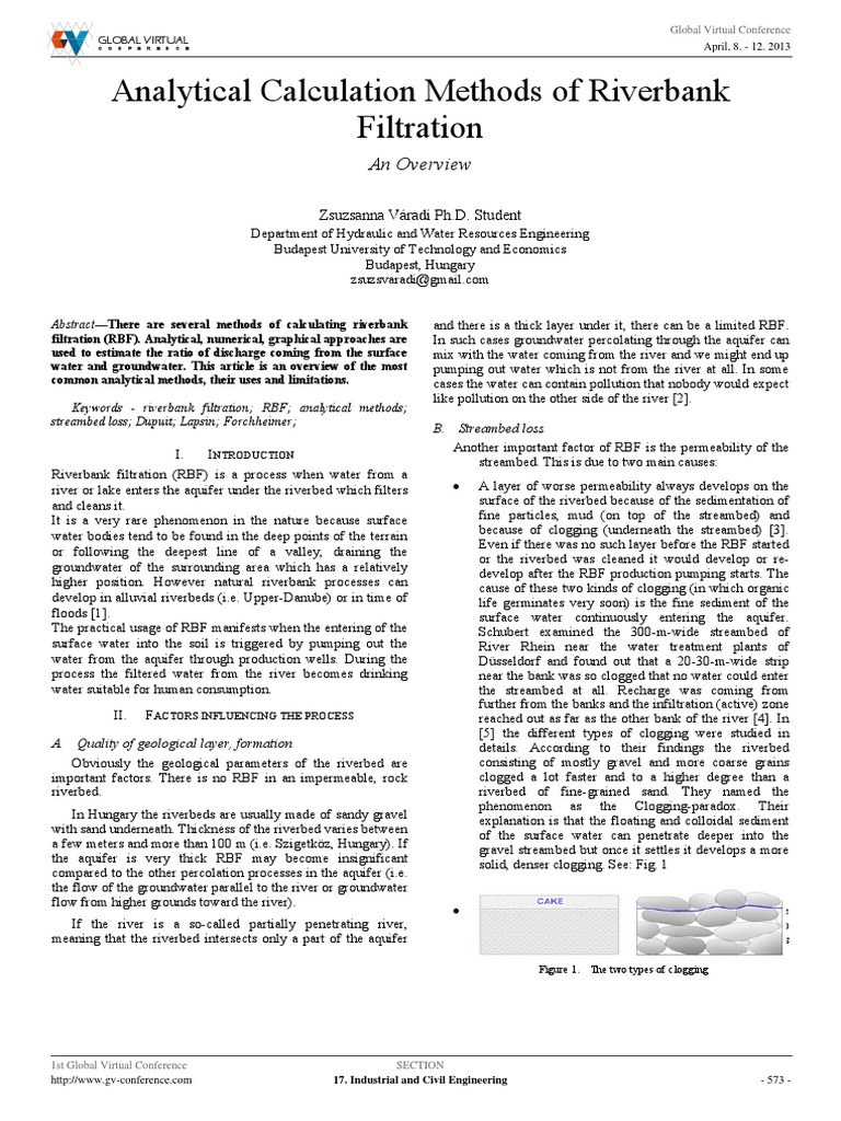 Analytical Calculation Methods of Riverbank Filtration | PDF | Aquifer ...