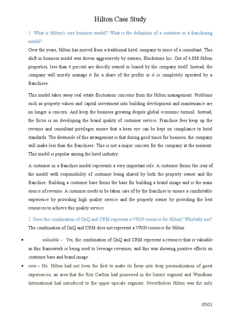 Hilton Case Study | PDF | Hilton Worldwide | Customer Relationship ...