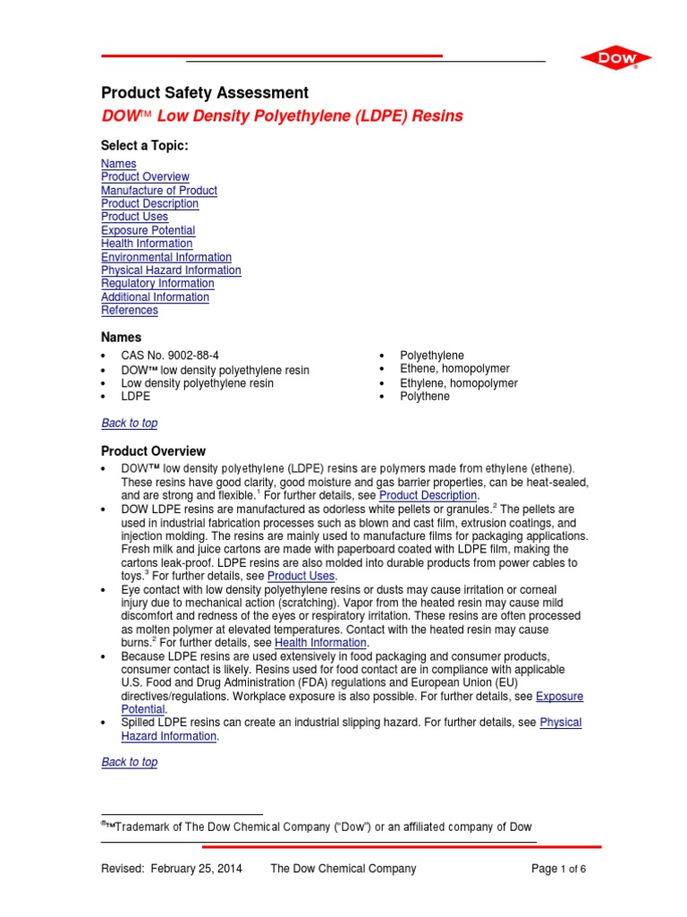 DOW Low Density Polyethylene Resins | PDF | Polyethylene | Dow Chemical ...
