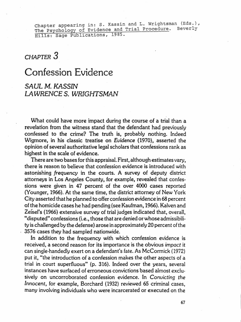 Kassin Wrightsman 1985 | PDF | Miranda Warning | Confession (Law)