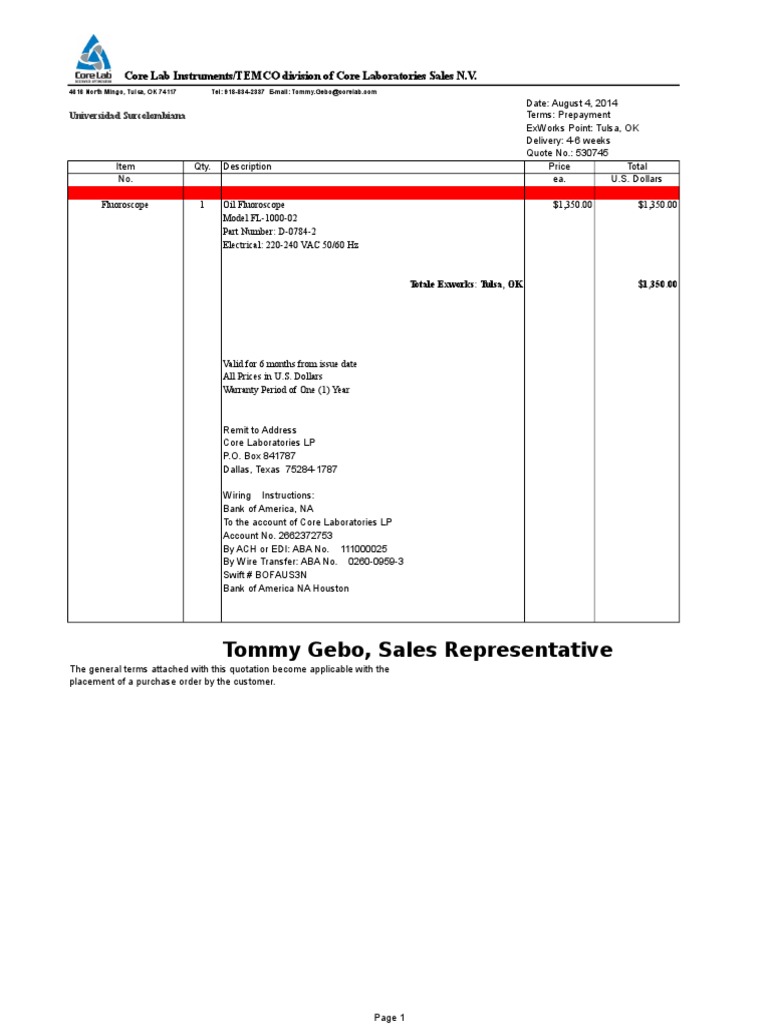 Fluoroscope Quotation for Universidad Surcolombiana | PDF | Financial ...