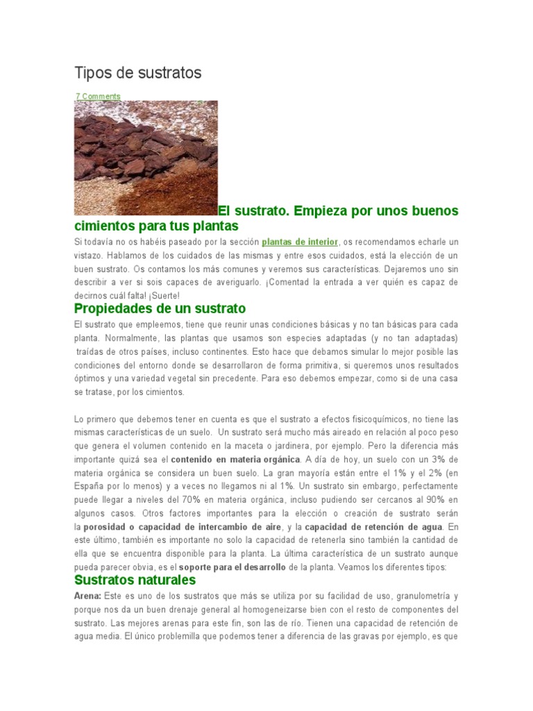 Tipos de Sustratos | PDF | Turba | Suelo