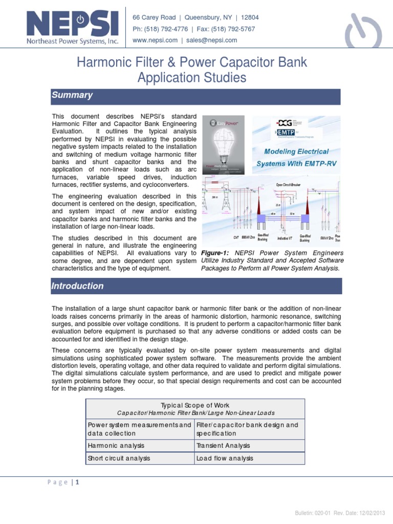 020 01 Harmonic Filter and Capacitor Bank Application Studies | PDF ...
