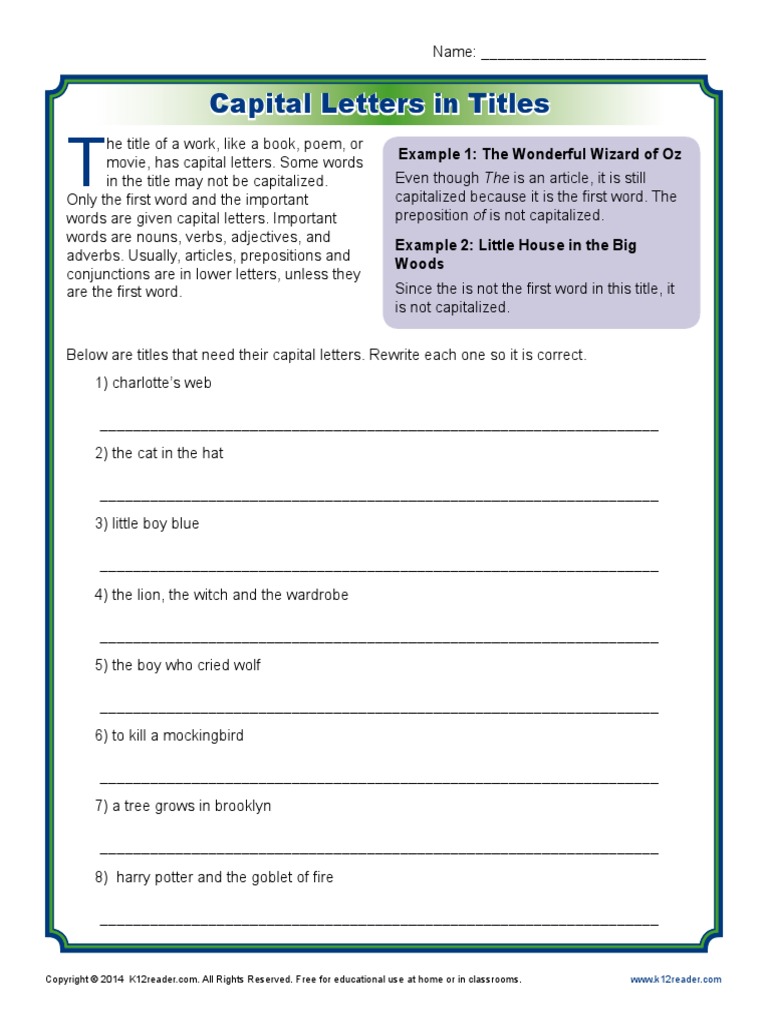 Capital Letters in Titles | PDF