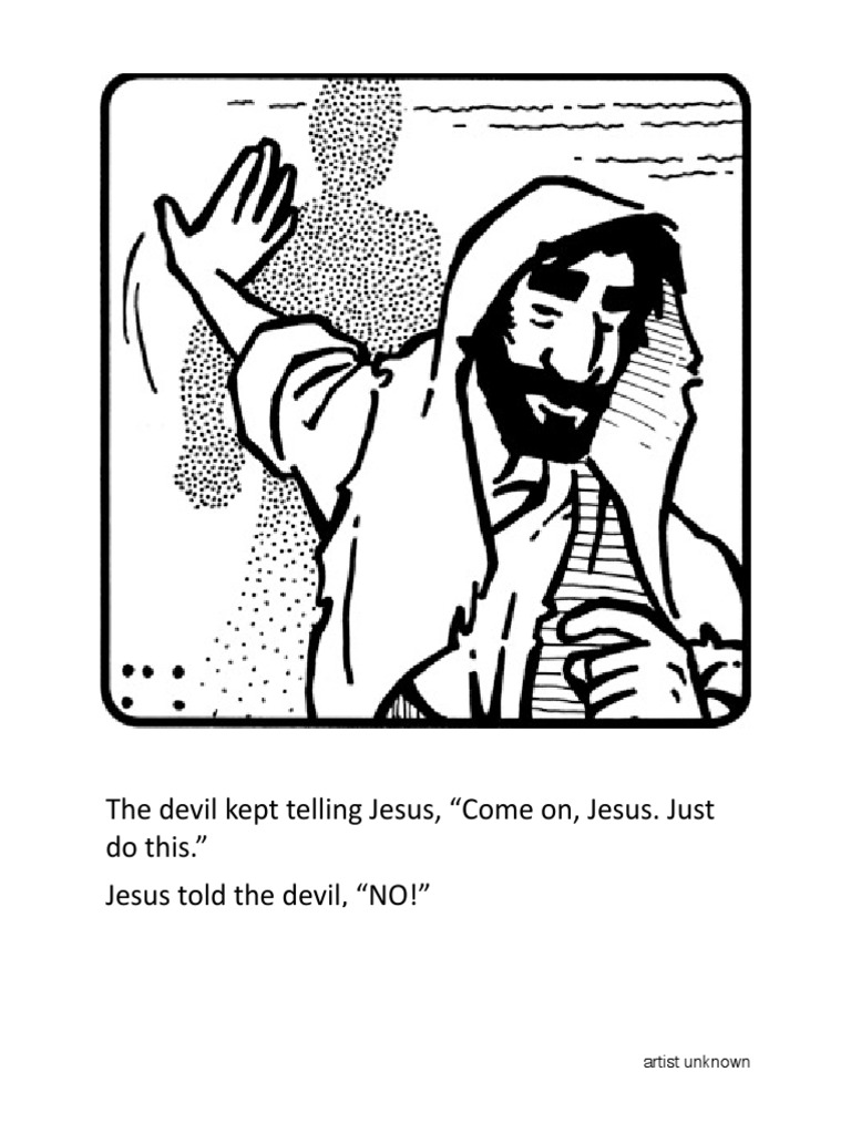 Luke 4:1-13 Jesus in The Wilderness Coloring Page | PDF | People From ...