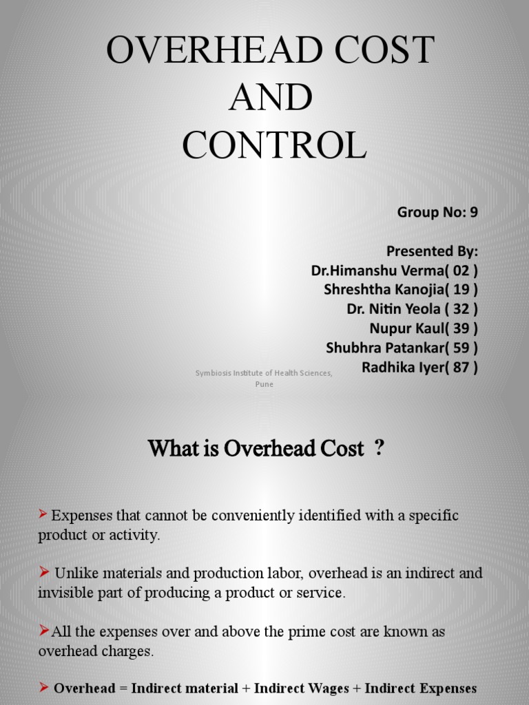 Overhead Cost and Control | PDF | Cost | Expense