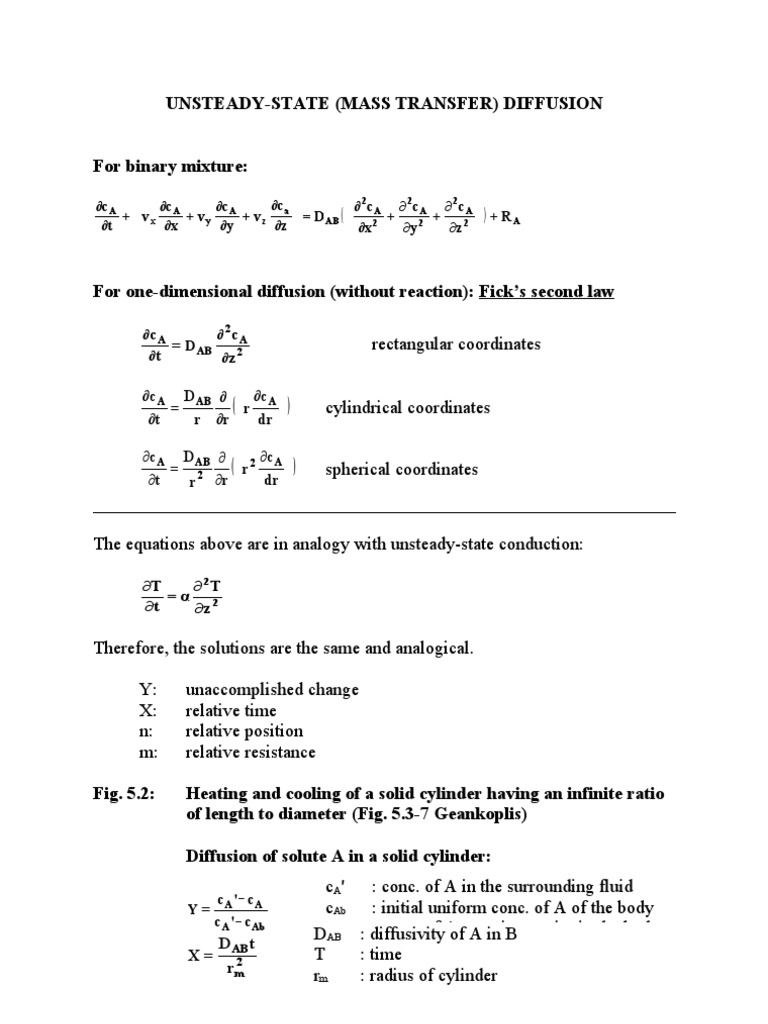 Unsteady State Diffusion | Download Free PDF | Diffusion | Thermal Conduction
