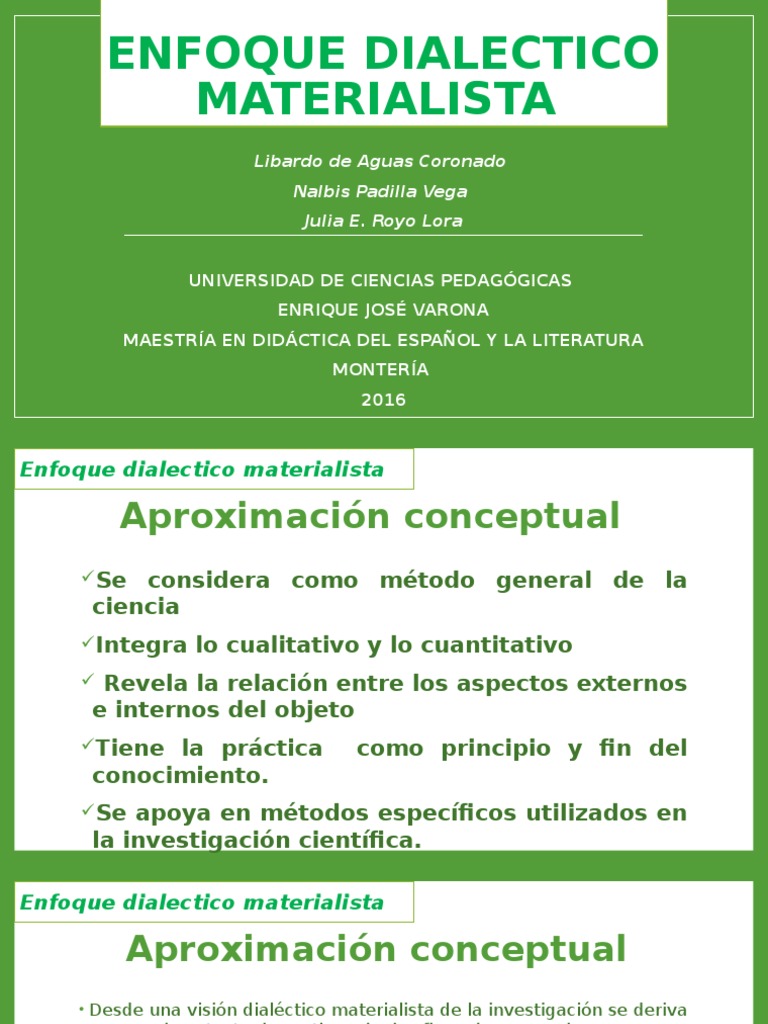Enfoque Dialectico Materialista | PDF | Materialismo | Dialéctico