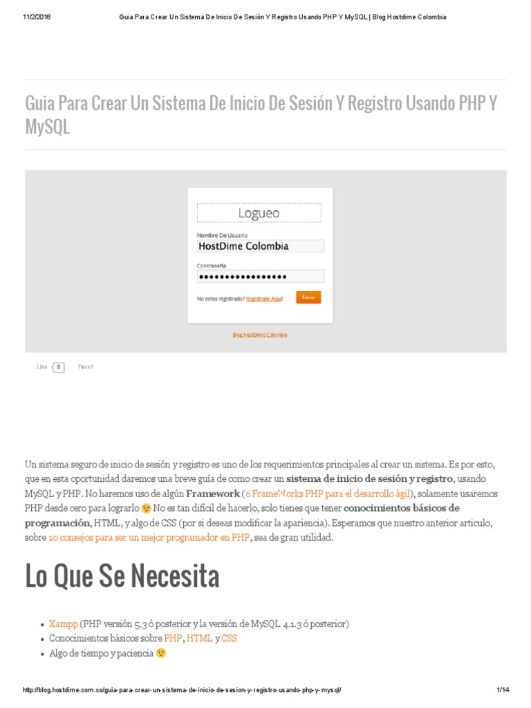 Guia para Crear Un Sistema de Inicio de Sesión Y Registro Usando PHP Y ...