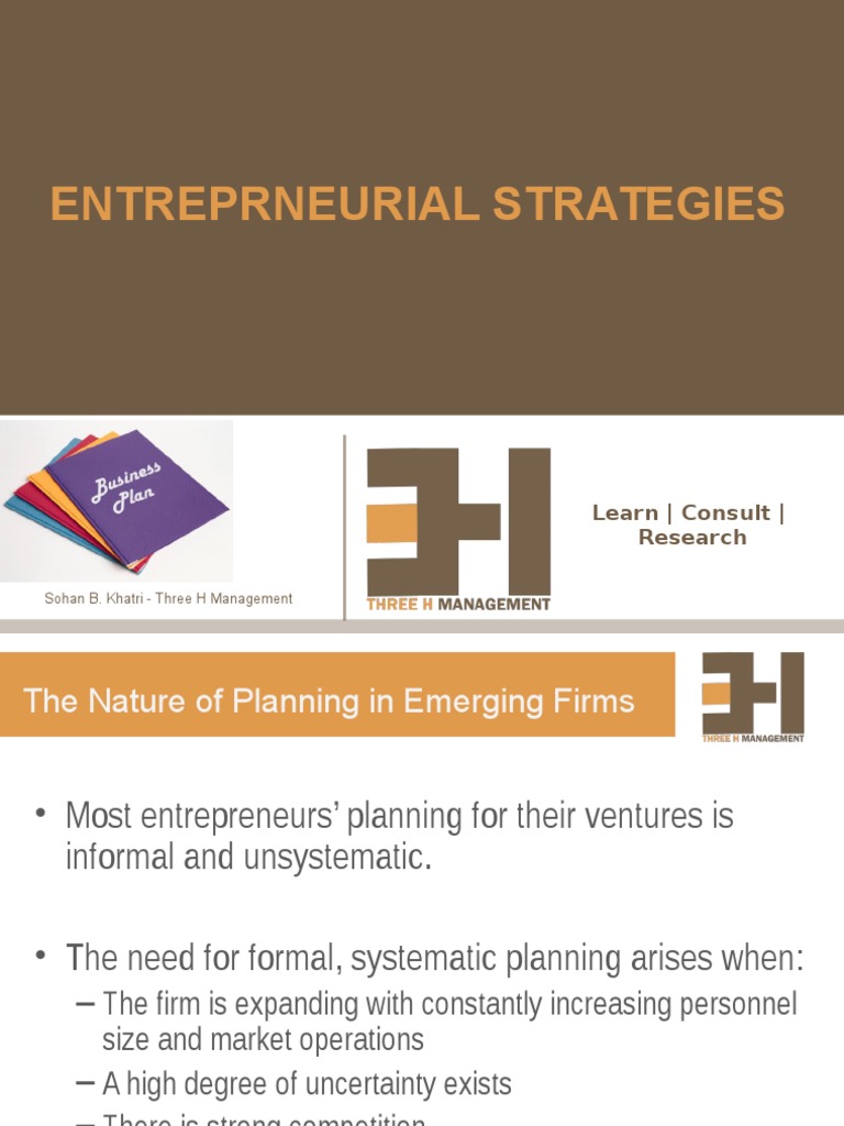 Entrepreneurial Strategies | Strategic Management | Entrepreneurship