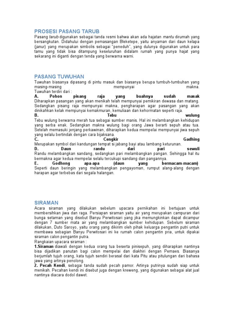 Prosesi Pasang Tarub | PDF