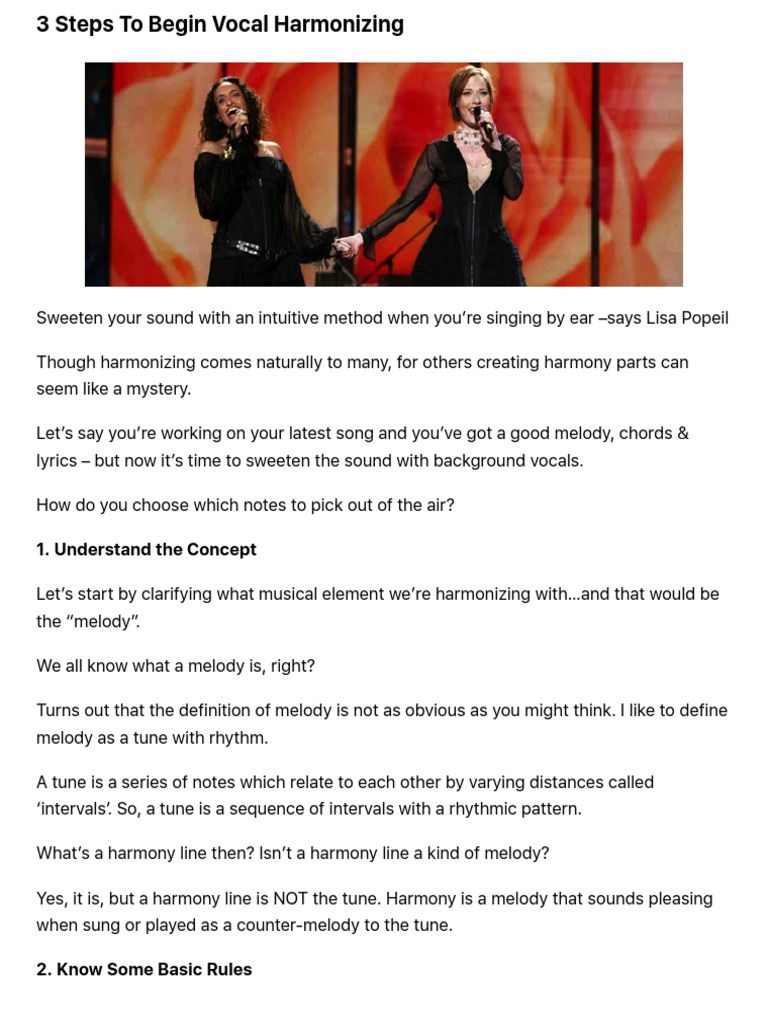 3 Steps To Begin Vocal Harmonizing - VoiceCouncil Magazine | PDF ...