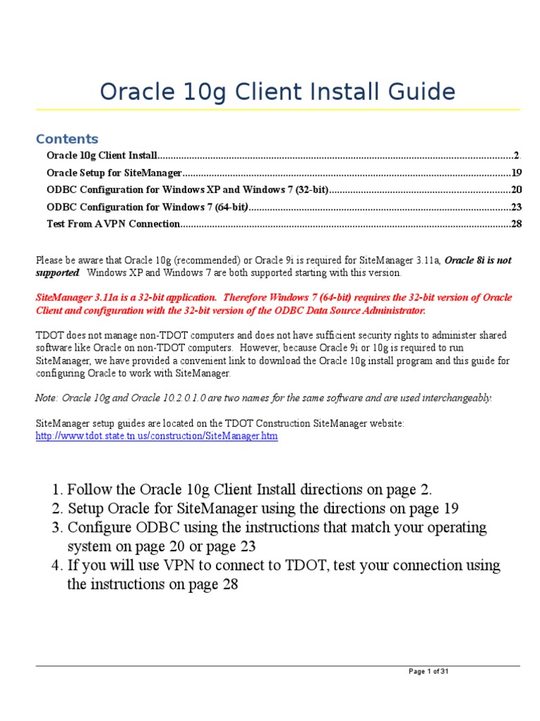 Oracle Client Install Guide | PDF | Oracle Database | 64 Bit Computing