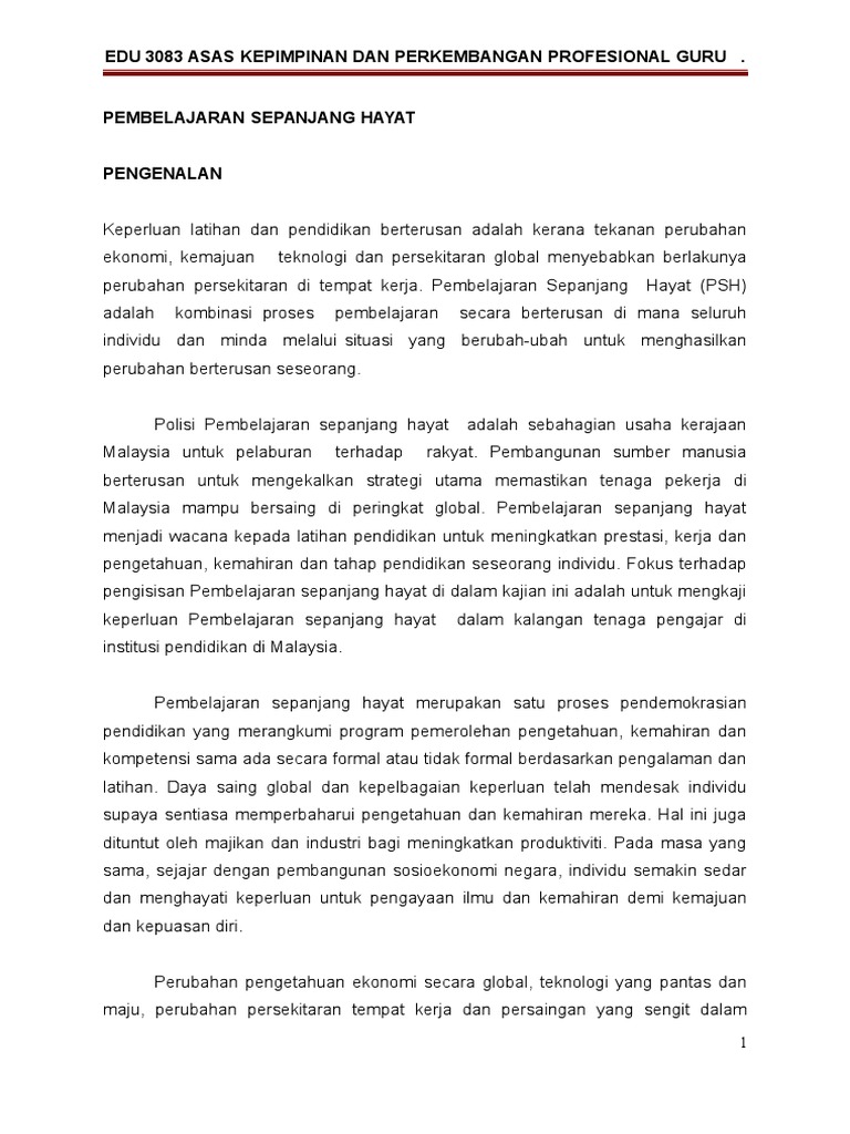 Pembelajaran Sepanjang Hayat | PDF