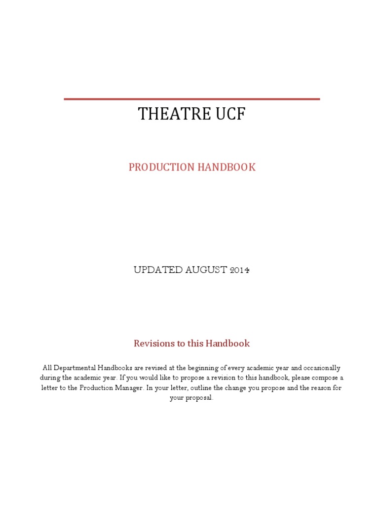 Production Handbook | PDF | Theatre | Performing Arts
