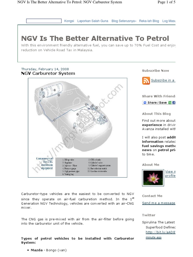 NGV Carburetor Conversion Sys | PDF | Vehicles | Transportation Engineering