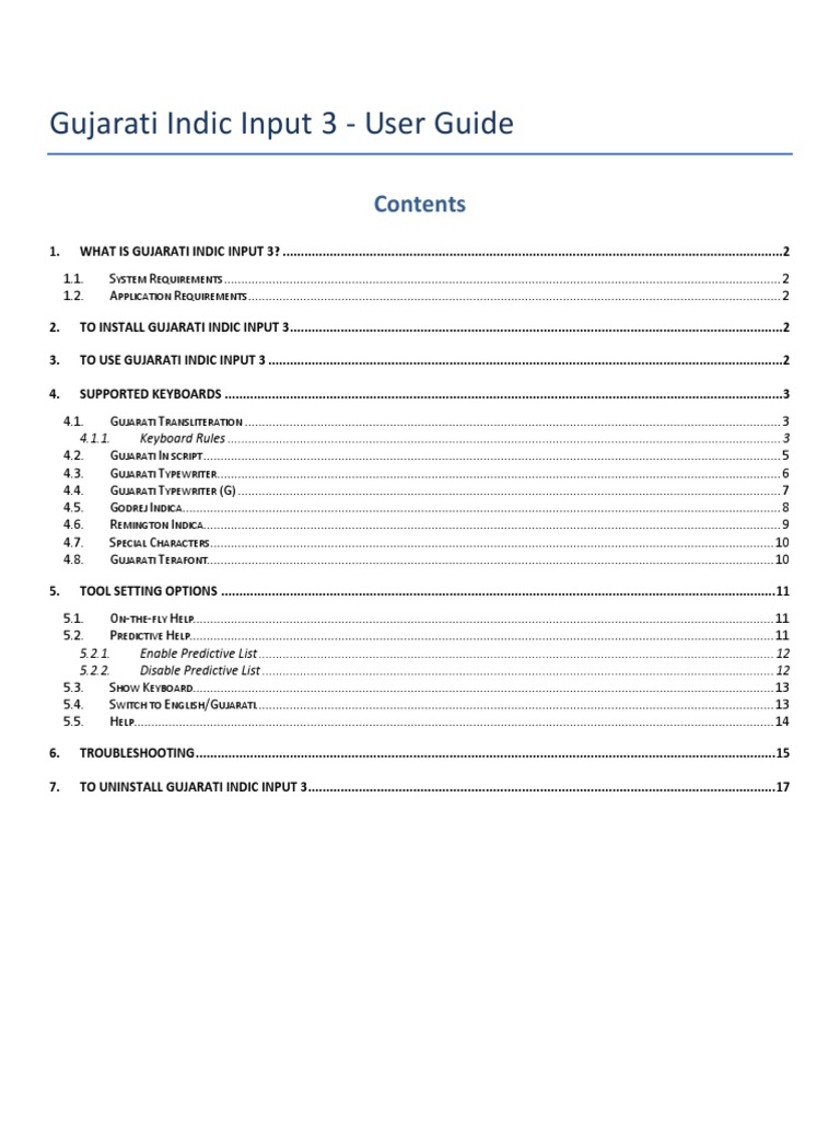 Gujarati Indic Input 3-User Guide | Microsoft Windows | Text