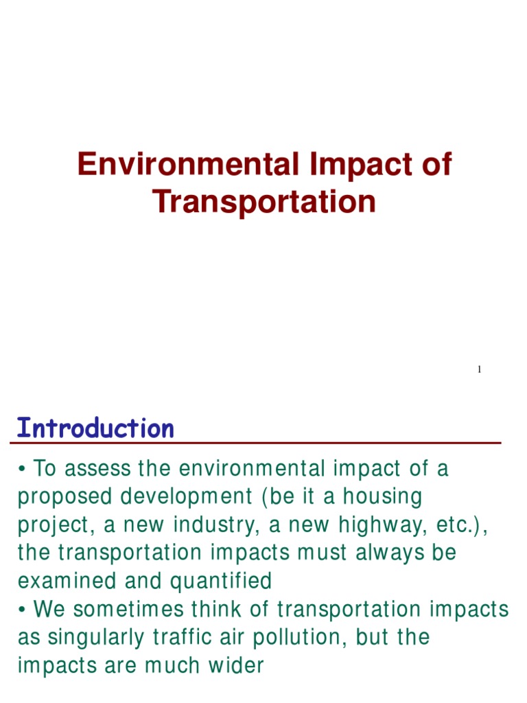 Lecture On Env Impact of Transportation | PDF | Road | Traffic