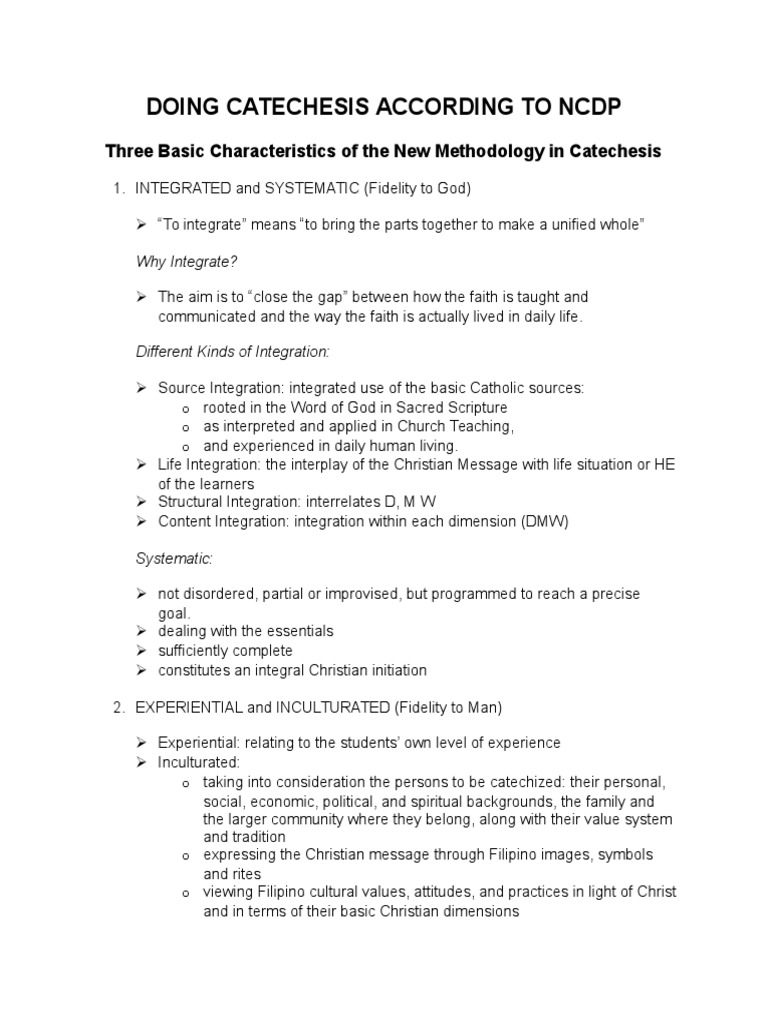 NCDP Catechesis Methodology Guide | PDF | Catechism | Catholic Church