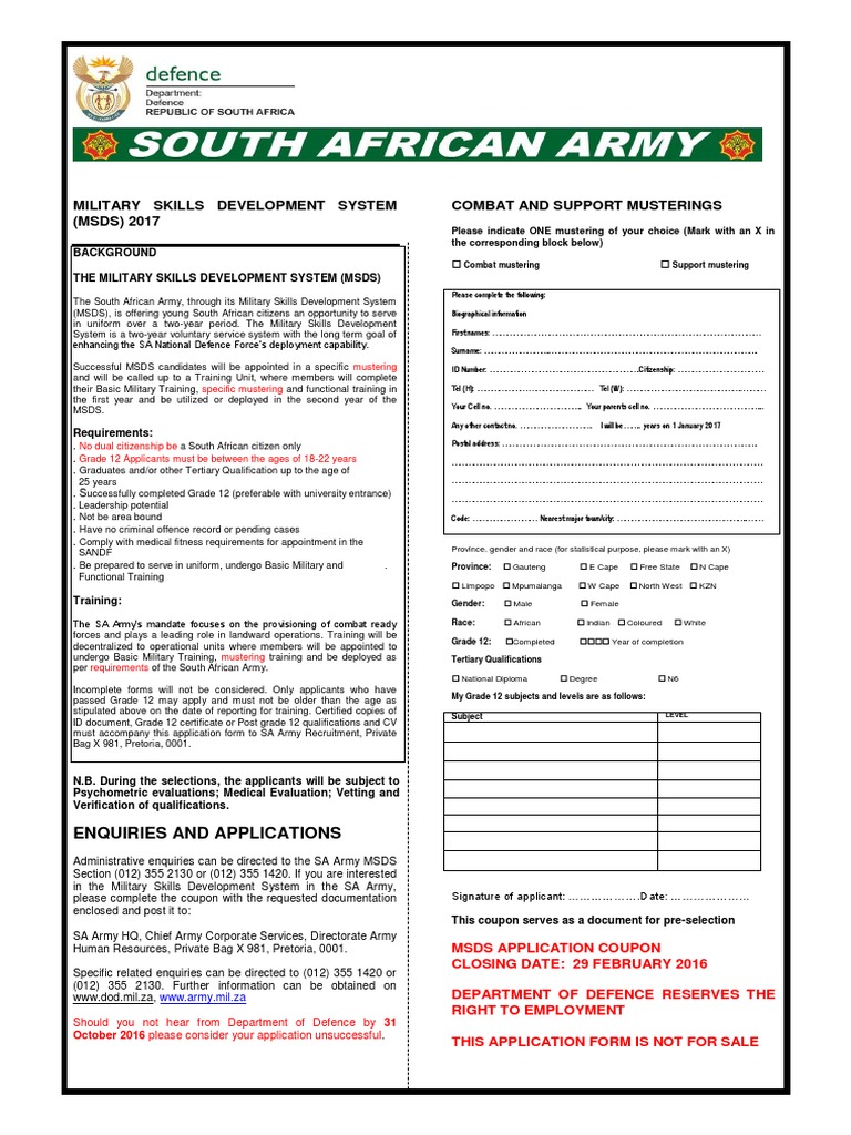 SA Army Application | PDF | Recruit Training | Military