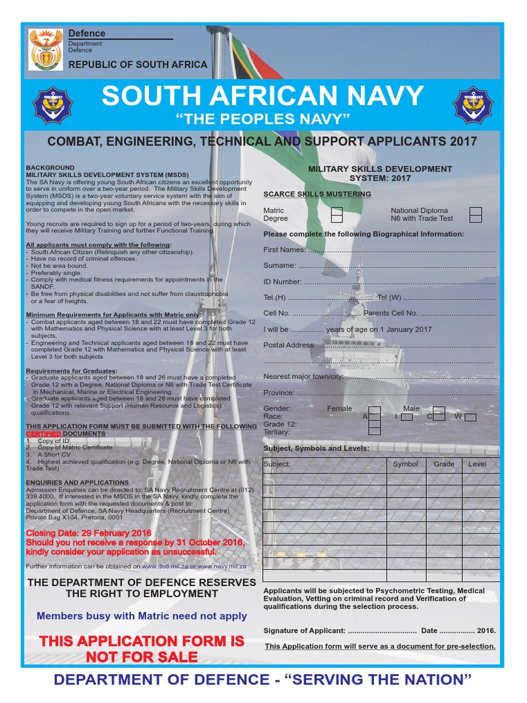 SA Navy Application | PDF | Diploma | Academic Degree
