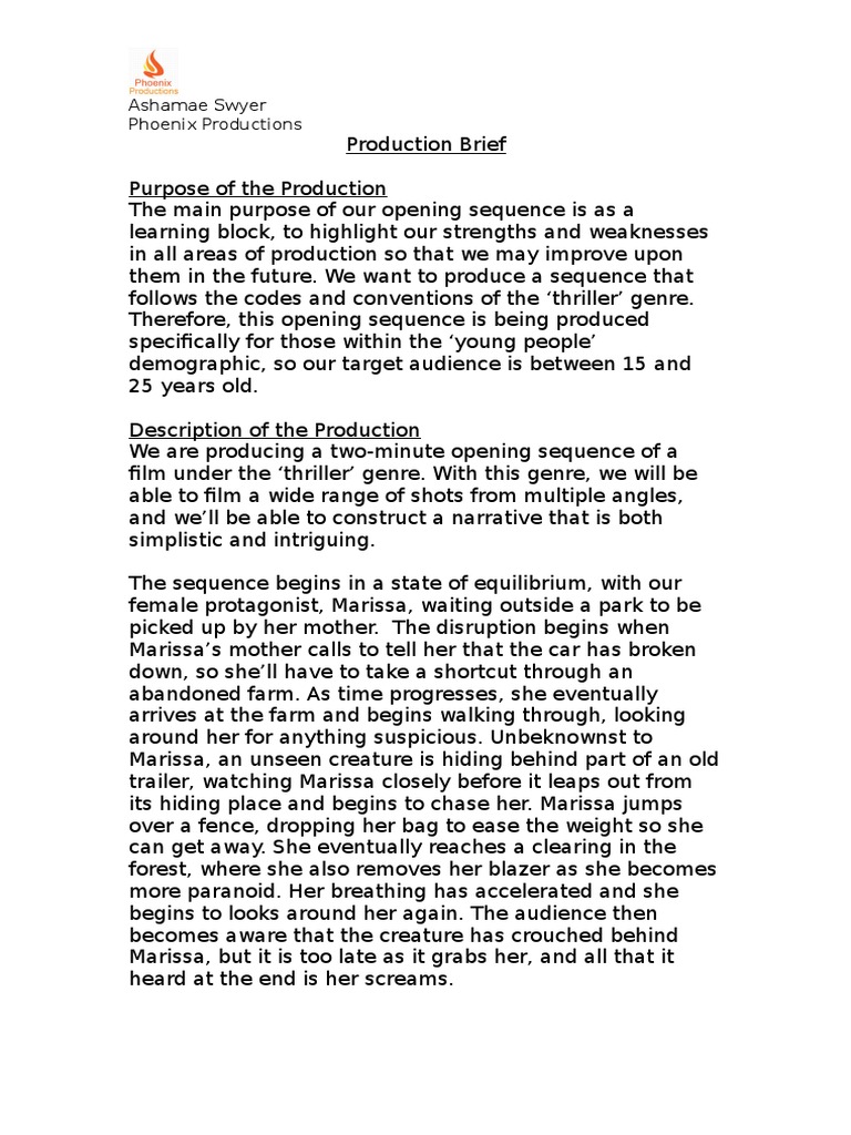 Production Brief | PDF