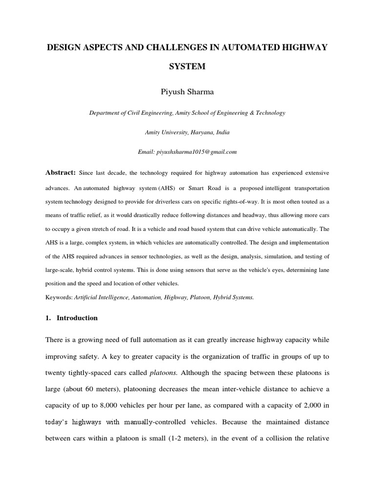 Automated Highway System Design | PDF | Magnetometer | Automation