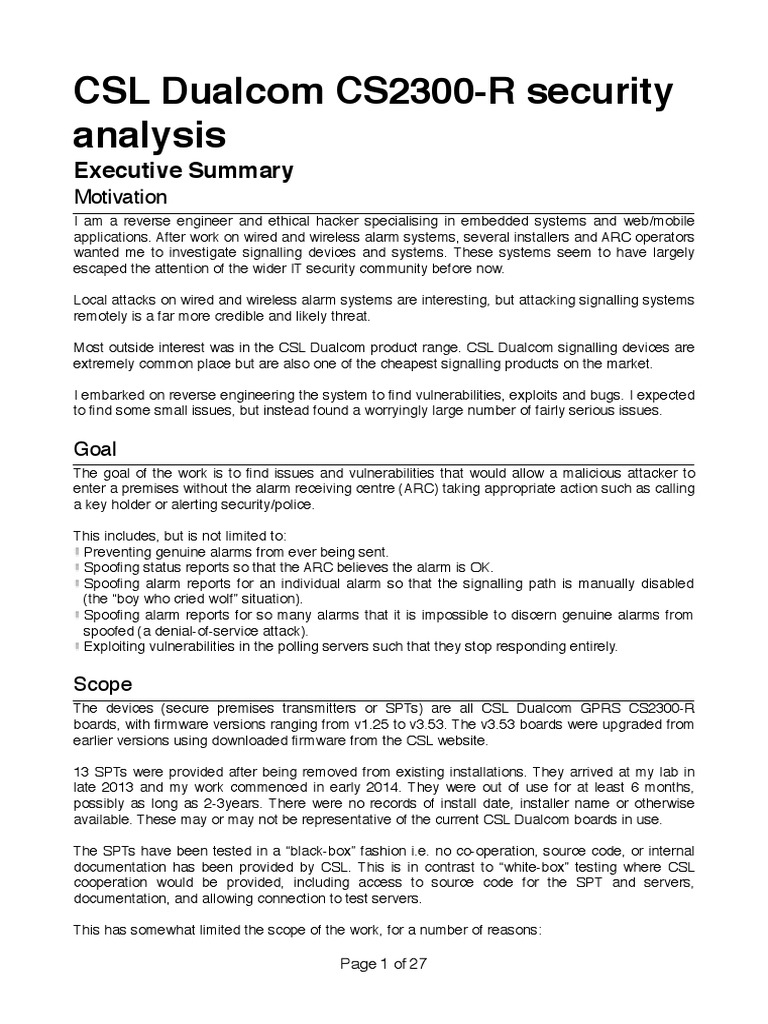 CSL Dualcom CS2300 Security Analysis 2015 v4 | Download Free PDF | Key (Cryptography) | Cryptography