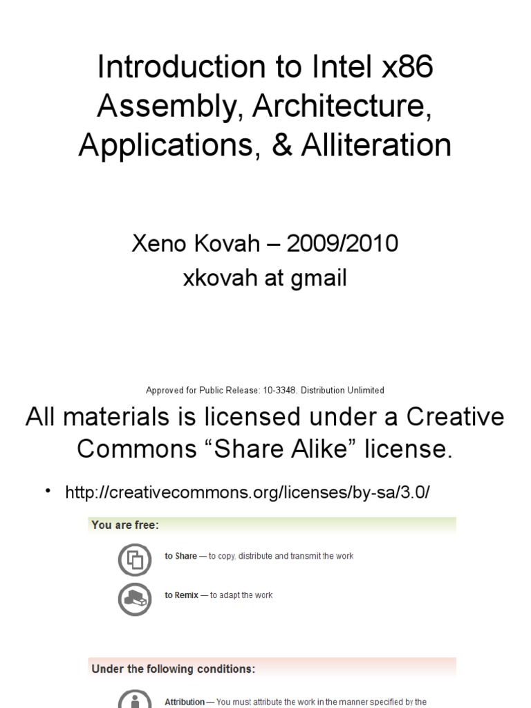 Intel x86 Assembly Overview Guide | PDF | Subroutine | Digital Electronics