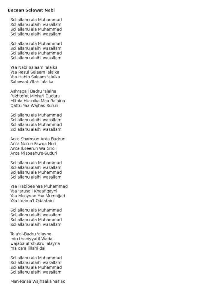 Bacaan Selawat Dalam Rumi | PDF