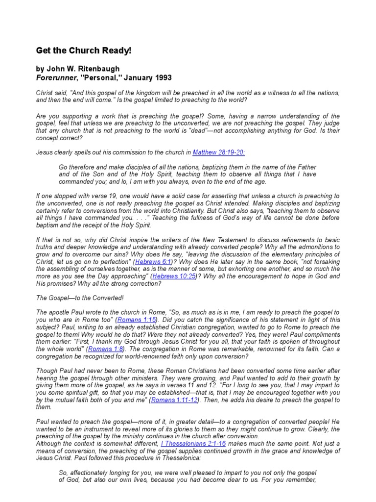 Get The Church Ready | PDF | The Gospel | Baptism