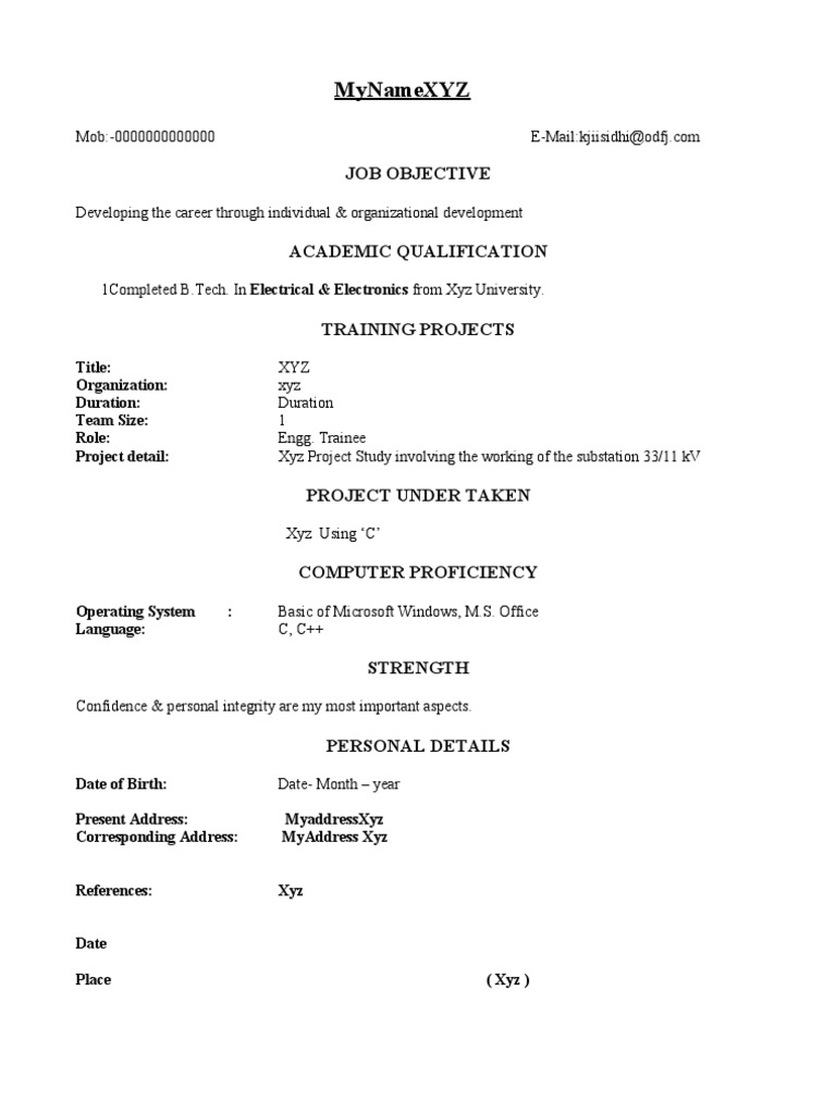 Fresher ECE Resume Model 210 | PDF