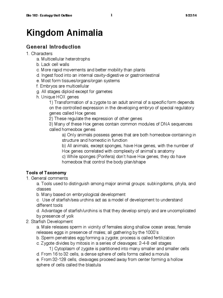 Kingdom Animalia: General Introduction General Introduction | PDF ...