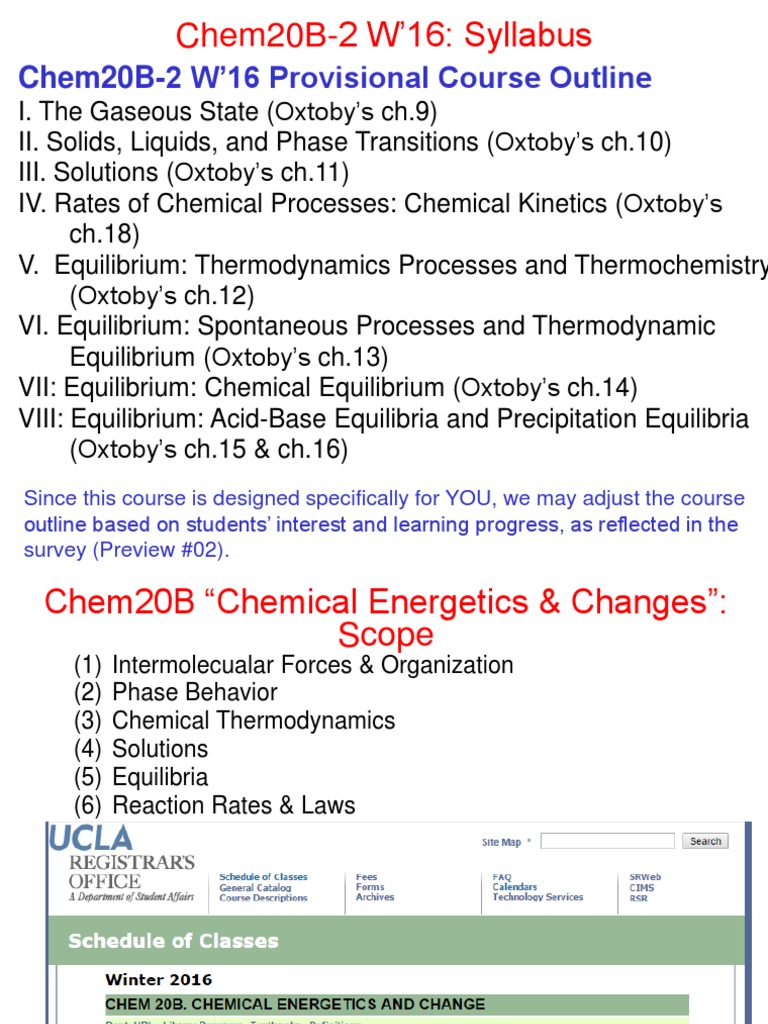 Chem20B-2: Advanced Chemistry Course | PDF | Thermodynamic Equilibrium ...
