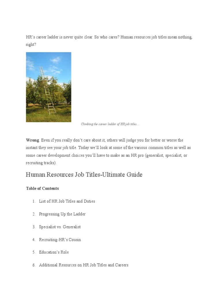 Human Resources Job Titles-Ultimate Guide | PDF | Human Resource ...