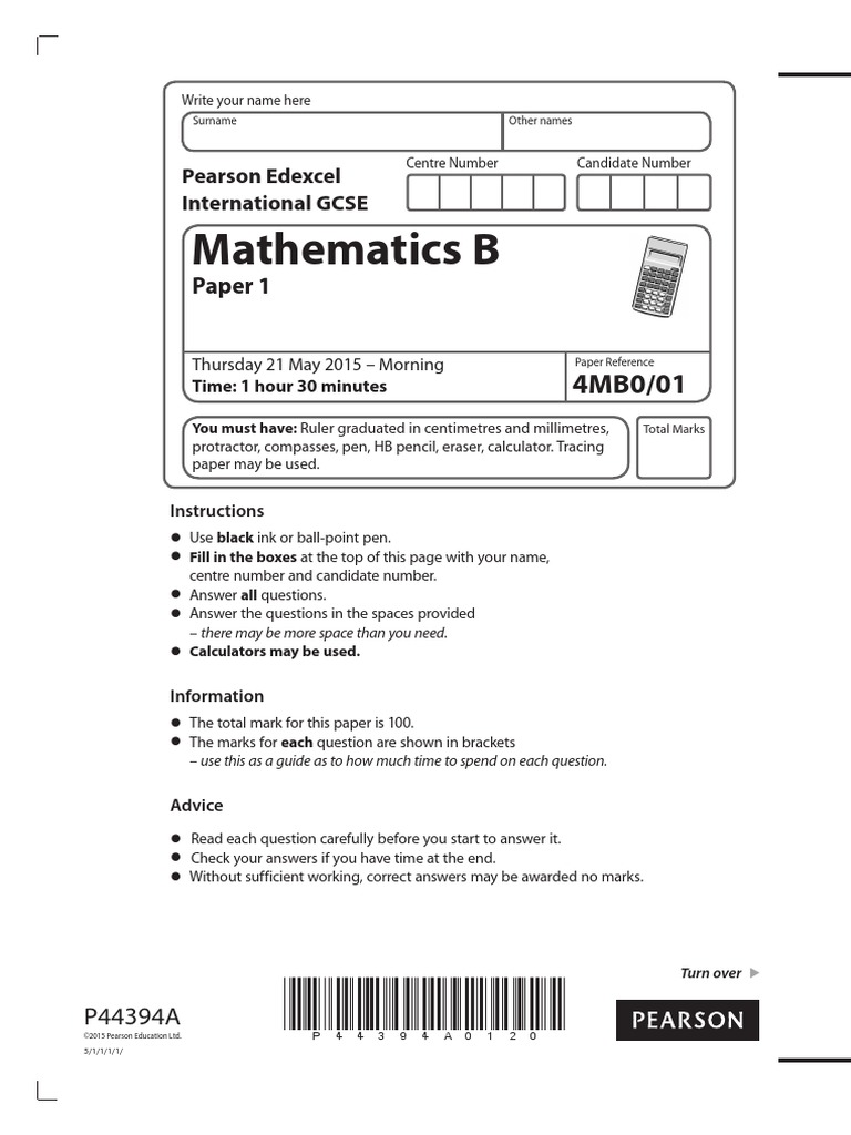 Mathematics B: Paper 1 | PDF | Speed | Teaching Mathematics