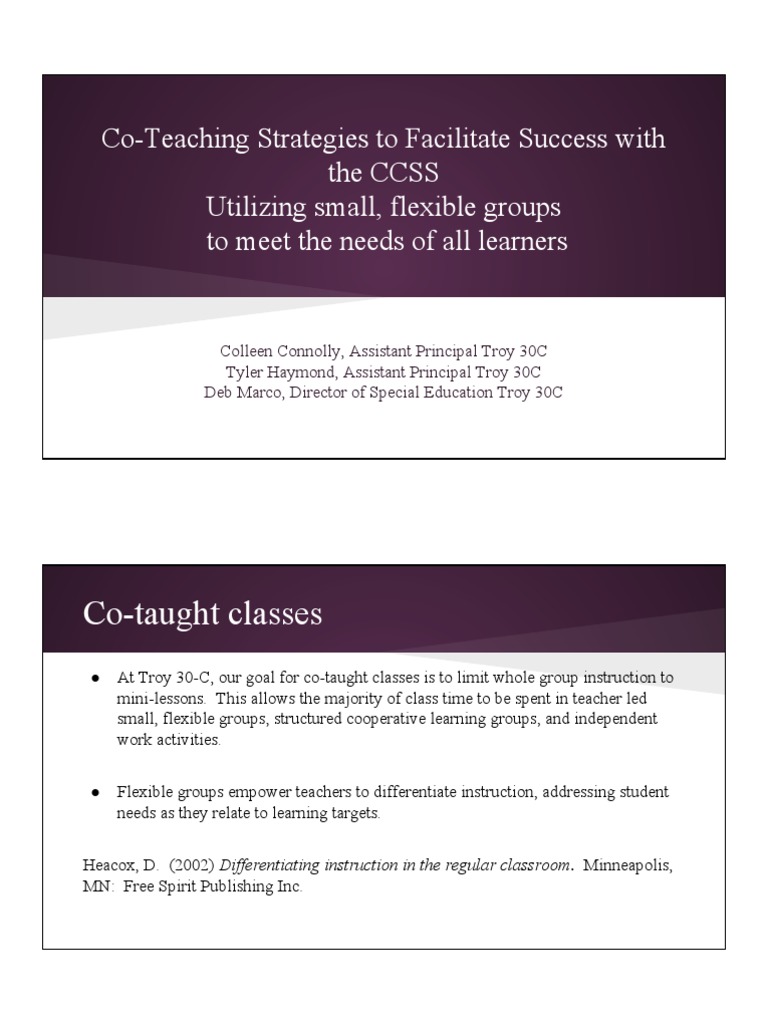 Co-Teaching Strategies for Success | PDF | Differentiated Instruction ...
