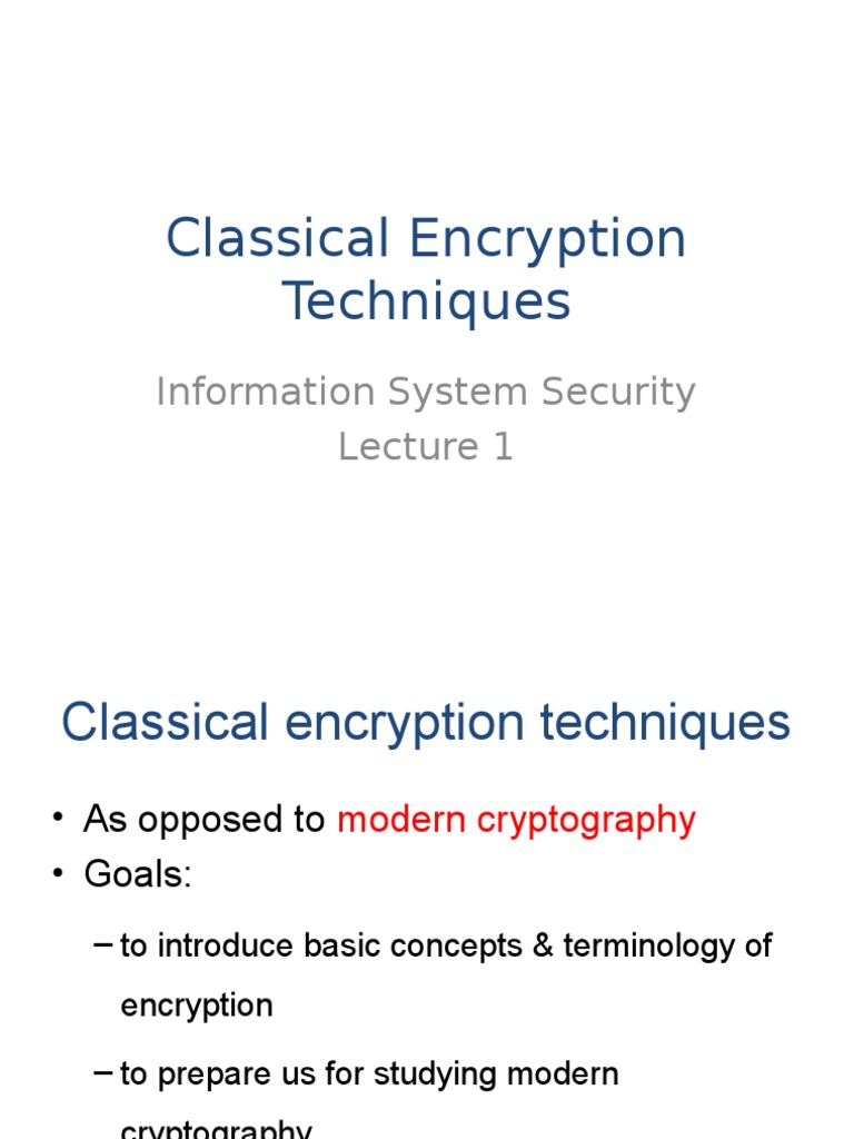 Classical Encryption Techniques: Information System Security | PDF ...