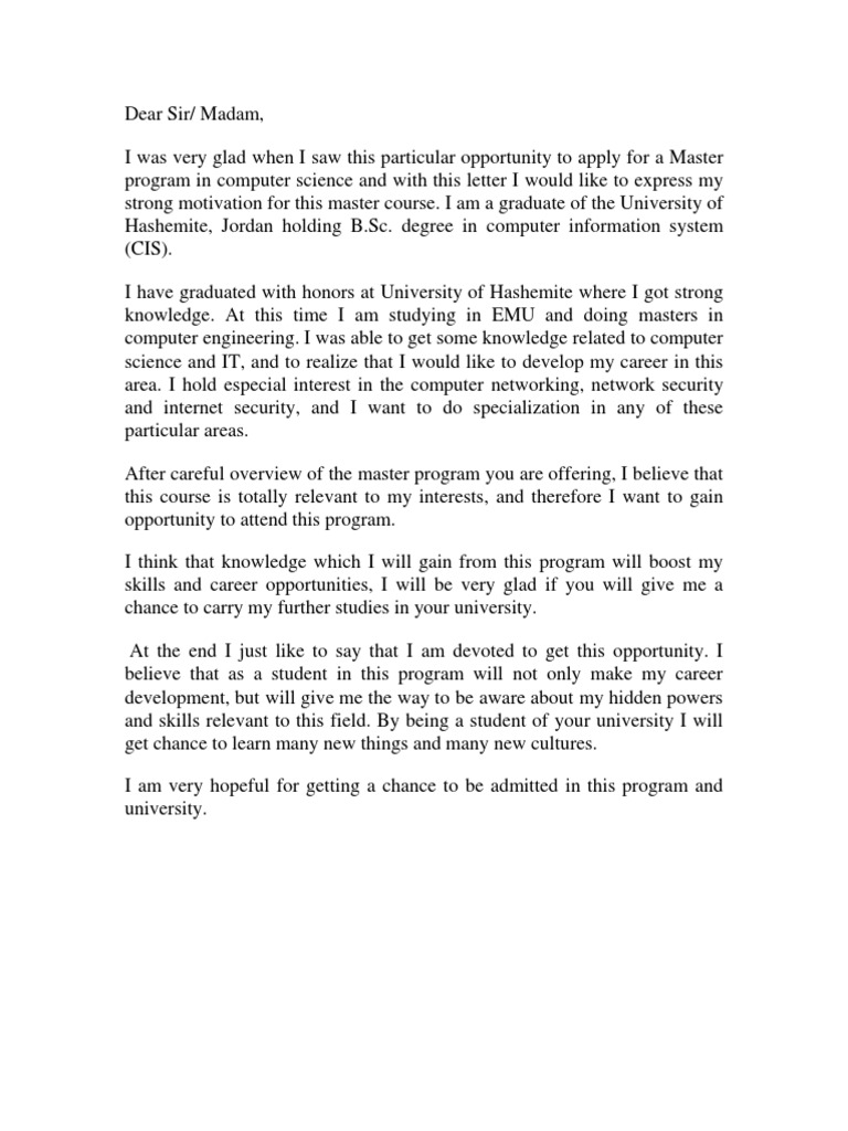 Motivation Letter | PDF | Career & Growth | Social Science