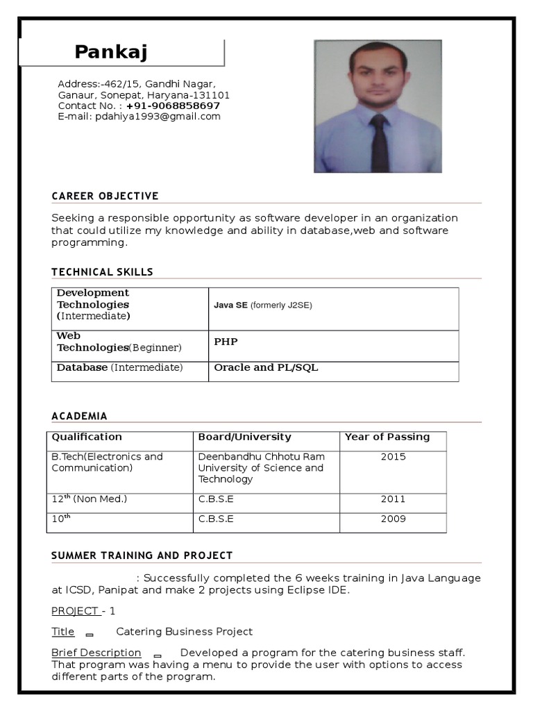 Software Developer Resume of Pankaj Dahiya | PDF | Computers