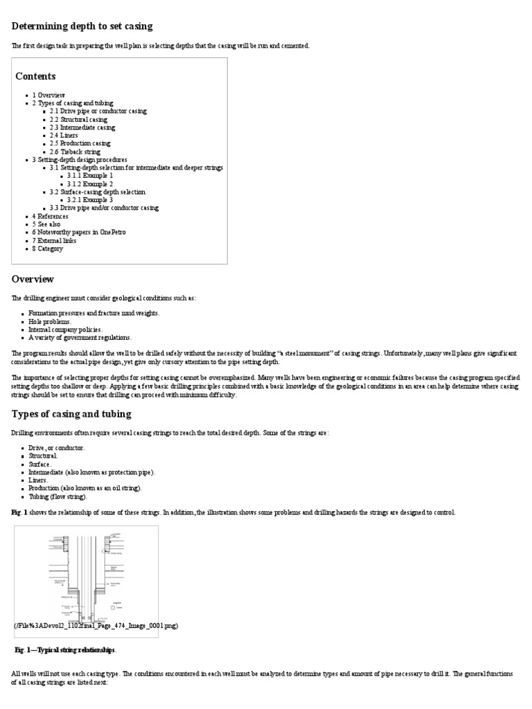 Determining Depth To Set Casing | PDF | Casing (Borehole) | Oil Well
