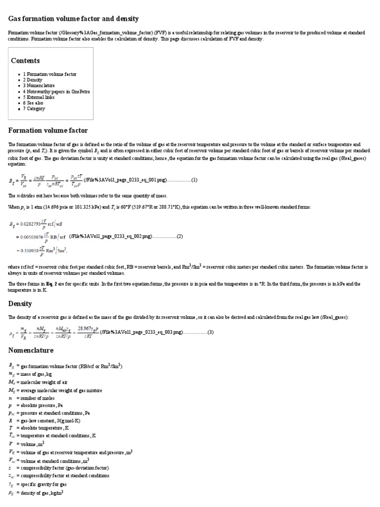 Gas Formation Volume Factor and Density | PDF | Gases | Volume